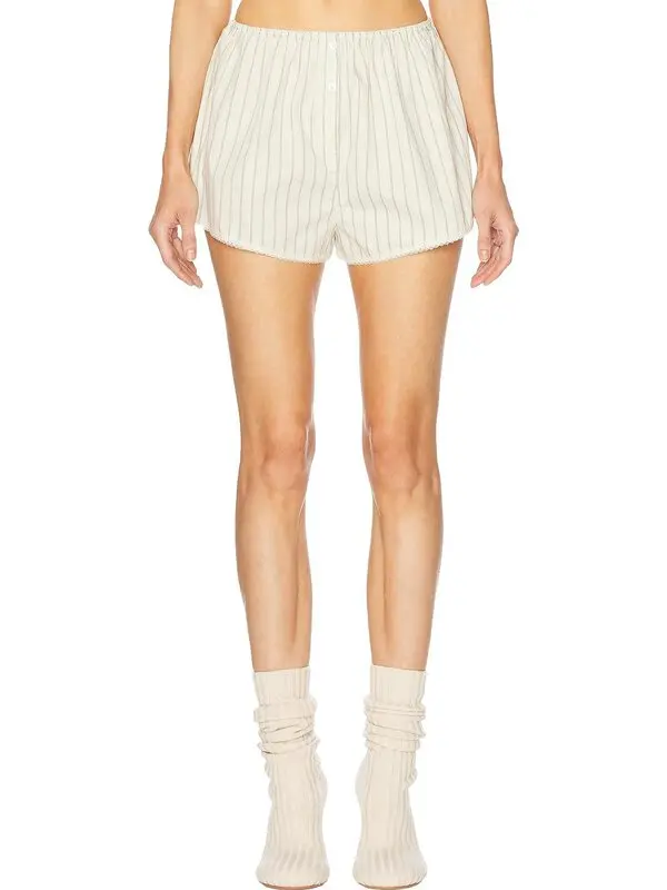 HELSA Pinstripe Poplin House Short - Cream & Black Stripe