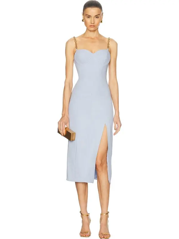 Carolina Herrera Chain Strap Midi Dress - Celeste