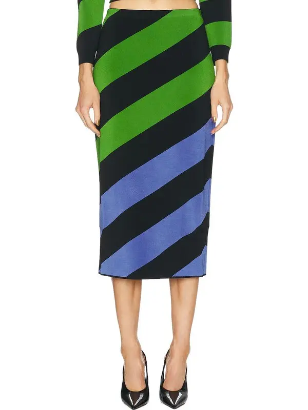 Carolina Herrera Knit Pencil Skirt - Lawn Green Multi