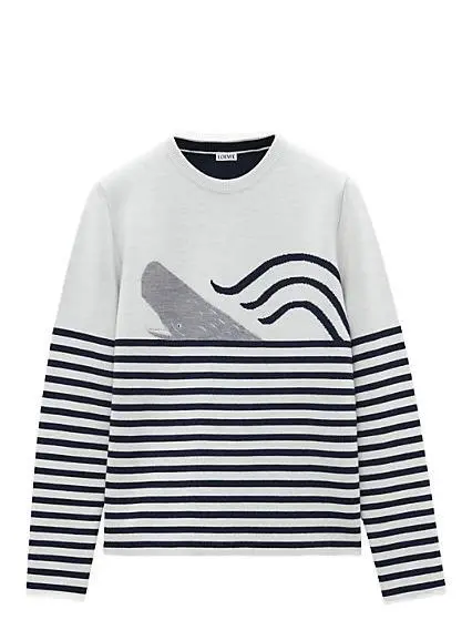 Loewe X Suna Fujita Stripe Brushed Wool Knitted Jumper - White/navy