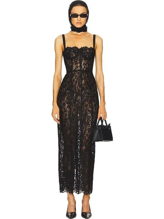 HELSA The Lace Column Dress - Black