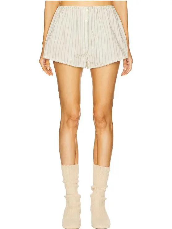 HELSA Pinstripe Poplin House Short - Cream & Black Stripe