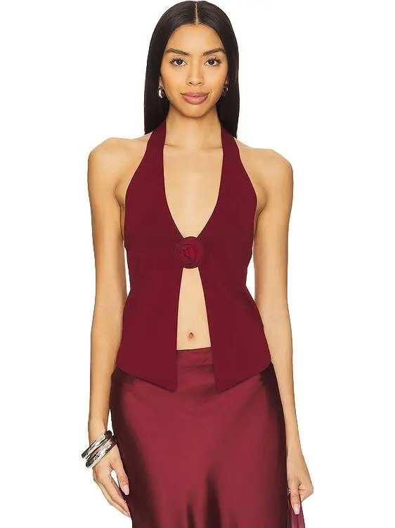MORE TO COME Dixie Halter Top - Oxblood