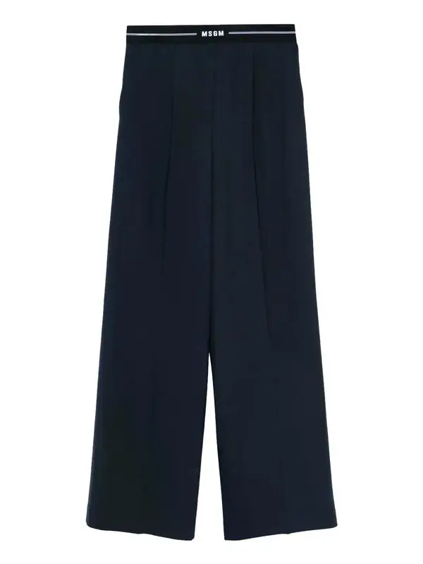 MSGM Logo Waistband Palazzo Trousers - Blue