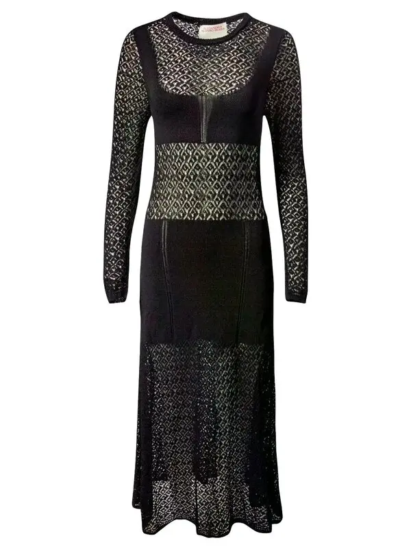 Alejandra Alonso Rojas Lace Knitted Maxi Dress - Black