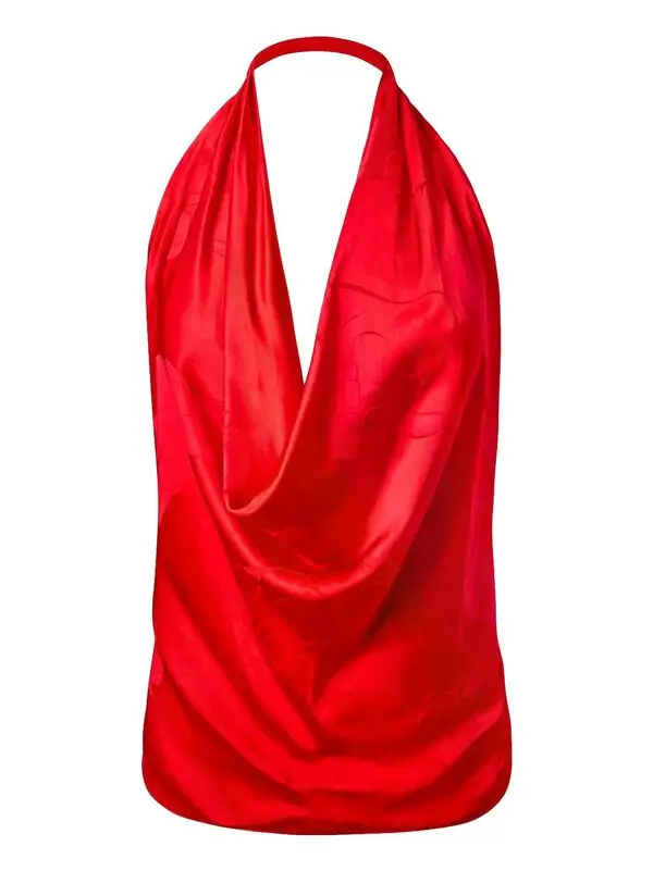 Alejandra Alonso Rojas Draped Silk Top - Red