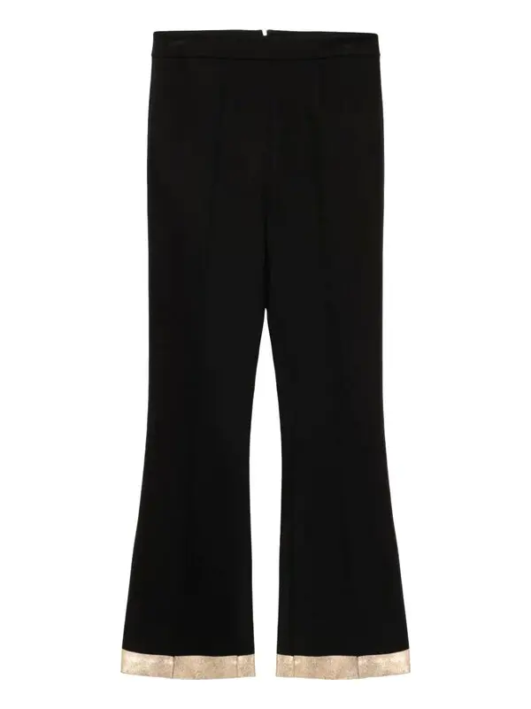 Cynthia Rowley Gold-hem Flare Trousers - Black