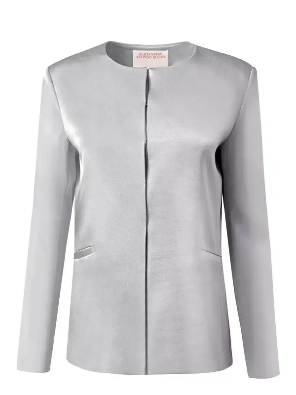 Alejandra Alonso Rojas Fitted Satin Jacket - Silver