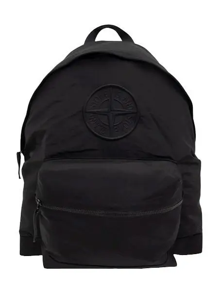 Stone Island Compass Embroidered Zipped Backpack - Black