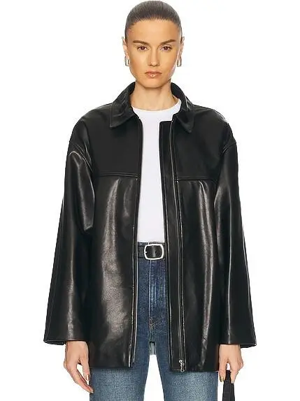 Nour Hammour Layne Sleek Leather Jacket - Black