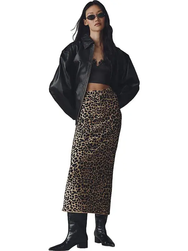 Maeve The Colette Sweater Knit Maxi Skirt - Cheetah