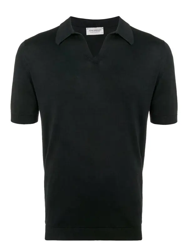 John Smedley Open-collar Polo Shirt - Black