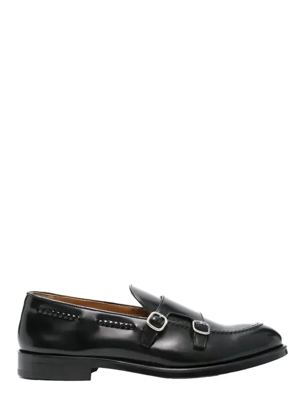 DOUCAL'S Leather Monk Shoes - Black