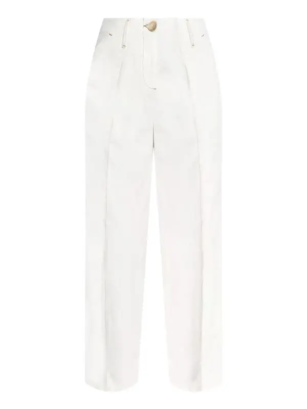 Emporio Armani Cotton Wide-leg Trousers - White