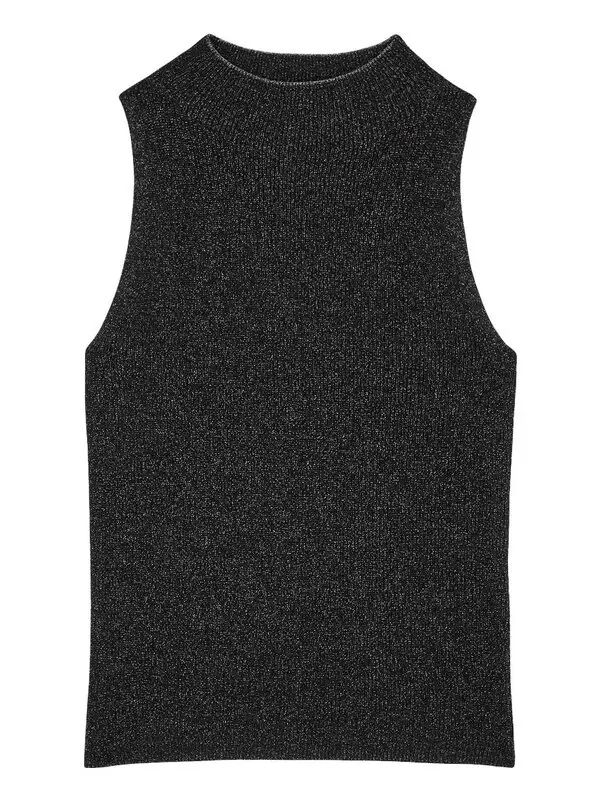 Vince Metallic-knit Tank - Black