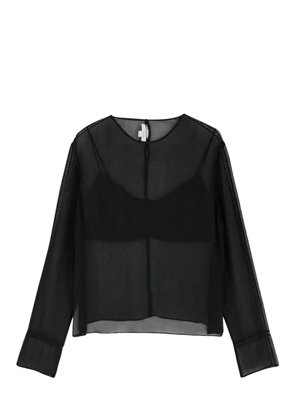 Vince Lace-trimmed Chiffon Top - Black