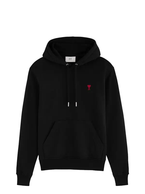 Ami Logo Hooded Sweatshirt - Black