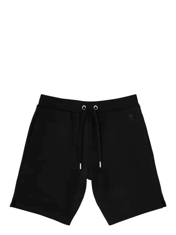 Ami Logo-embroidered Cotton Shorts - Black