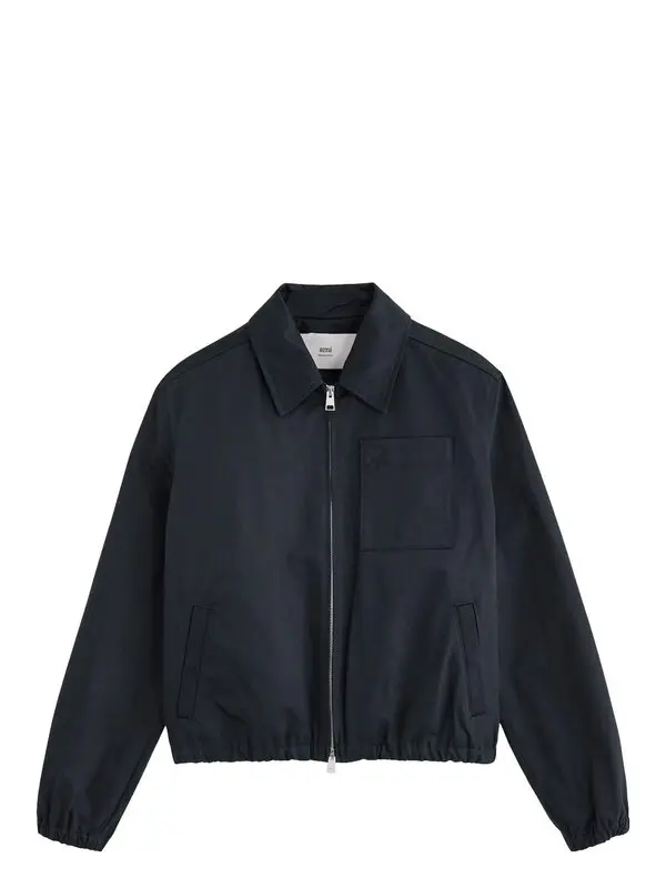 Ami Logo-embroidered Cotton Jacket - Navy