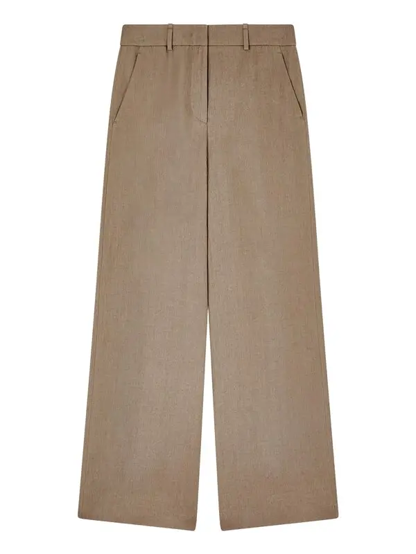 Giorgio Armani Wide-leg Linen Trousers - Brown