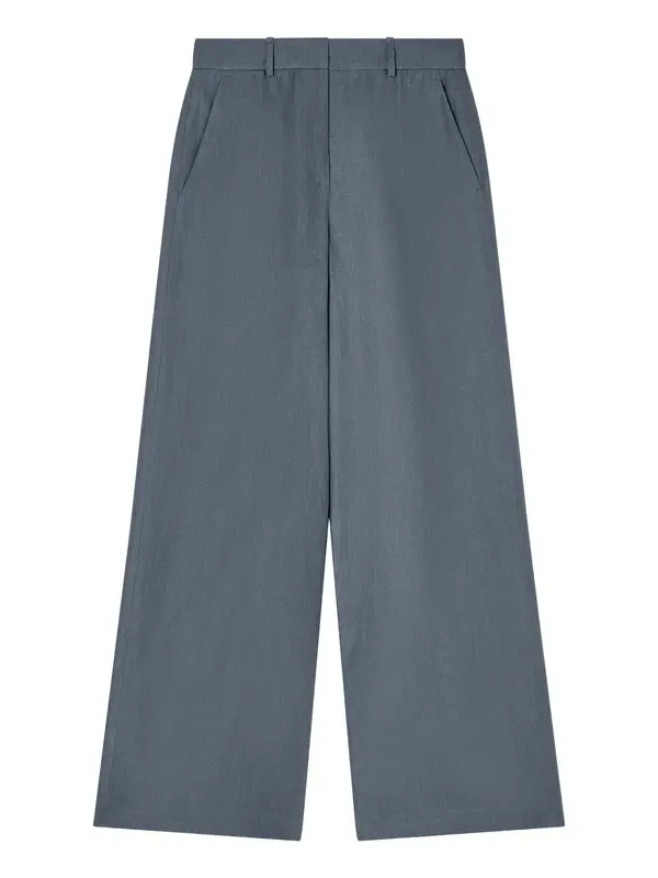 Giorgio Armani Wide-leg Linen Trousers - Grey
