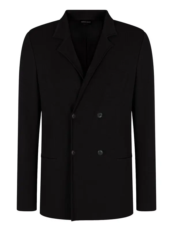 Giorgio Armani Double-breasted Virgin Wool And Cashmere Jacket - Black