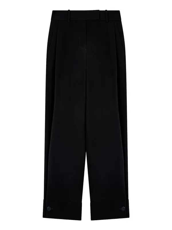 Giorgio Armani Silk Cady Pleated Trousers - Black