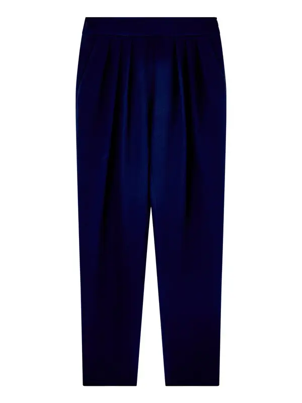 Giorgio Armani Silk Cady Pleated Trousers - Blue