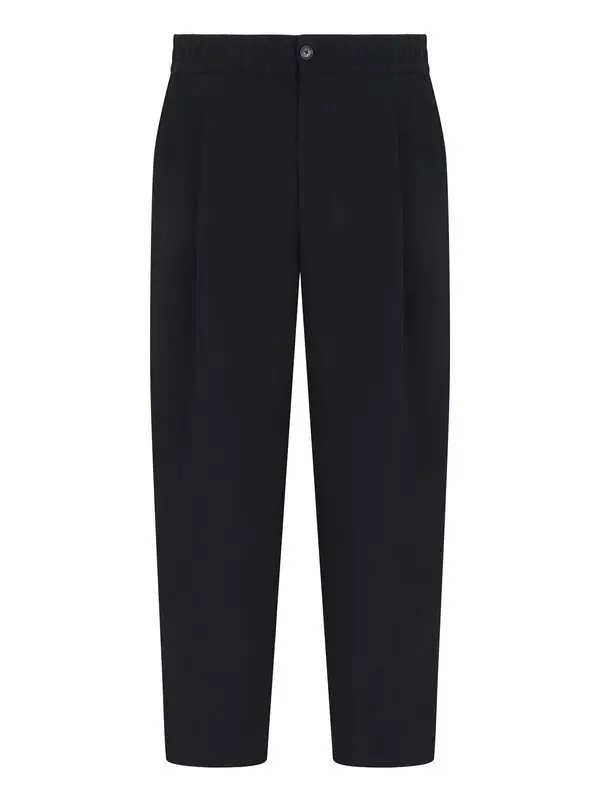 Giorgio Armani Single-pleat Cotton And Linen Trousers - Black