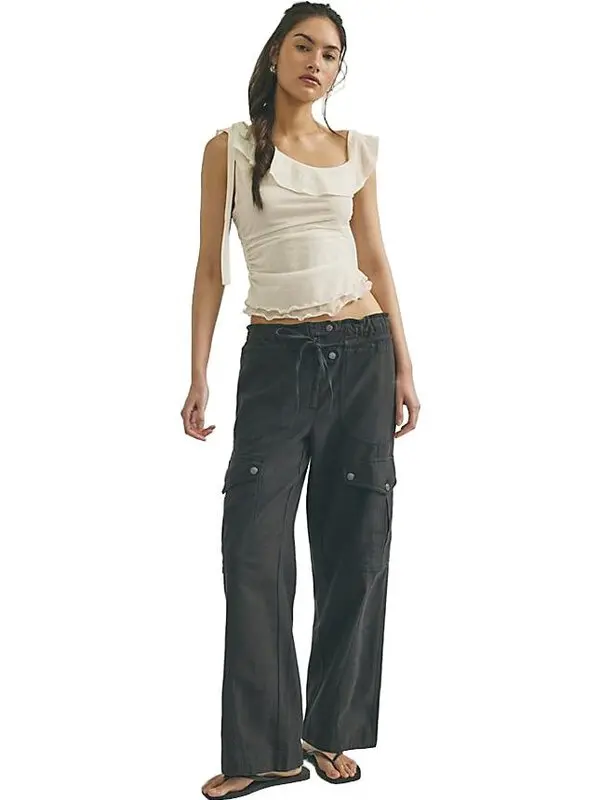Free People Park Ave Pull-on Cargo Pants - Black