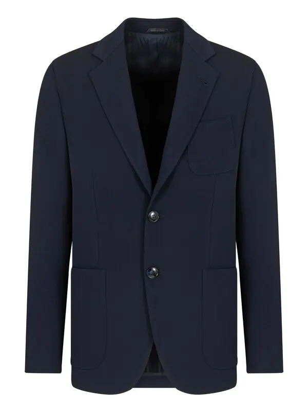 Giorgio Armani Virgin Wool Canneté Upton Jacket - Navy_blue