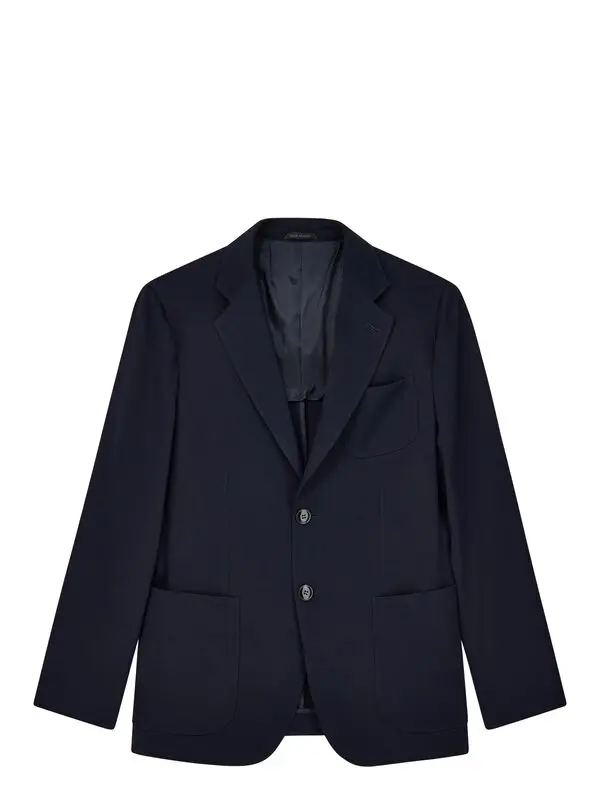 Giorgio Armani Virgin Wool Canneté Upton Jacket - Navy_blue