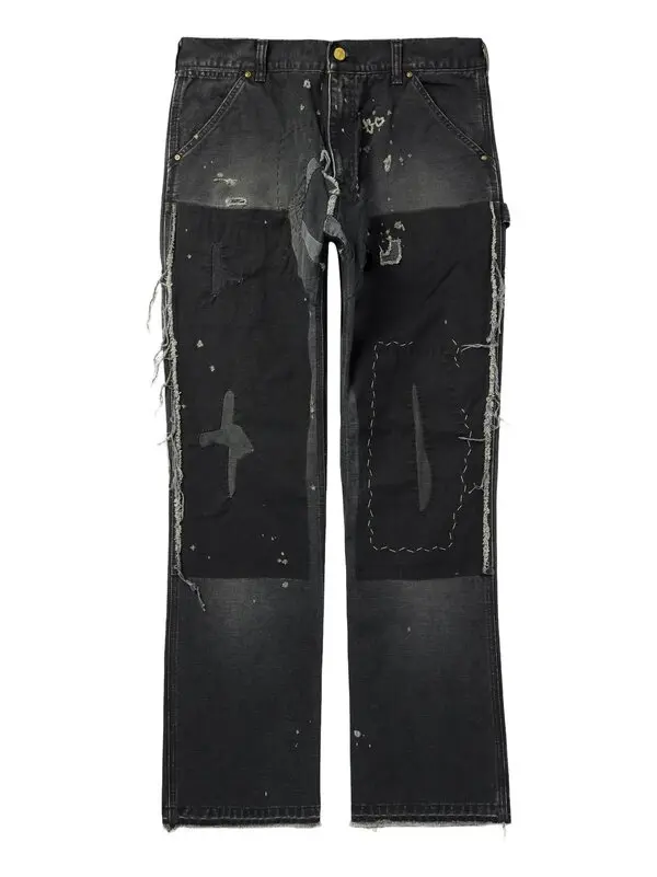 SAINT MXXXXXX Straight-leg Patchwork Jeans - Black