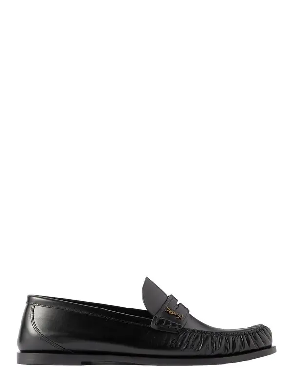 Saint Laurent Laurent Logo-embellished Leather Loafers - Black