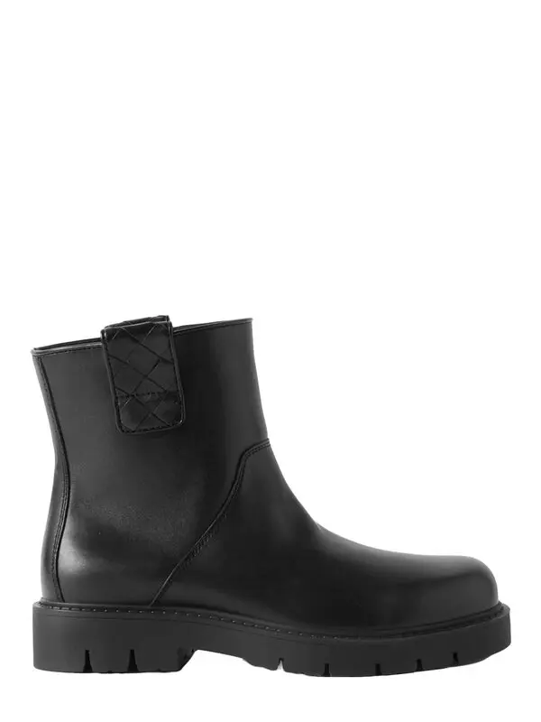 Bottega Veneta Haddock Intrecciato-detailed Leather Boots - Black