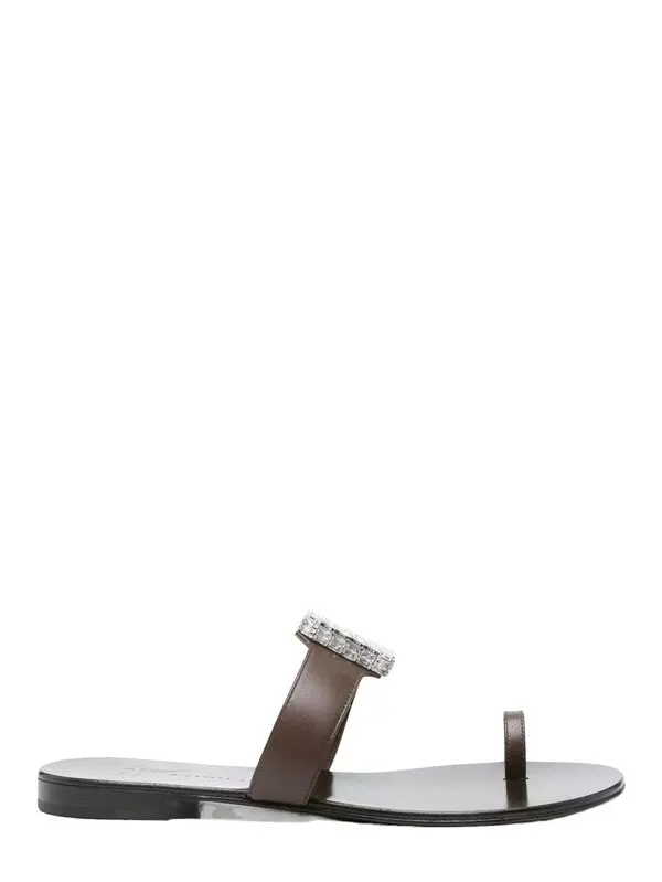 GIUSEPPE ZANOTTI Leather Slides - Brown
