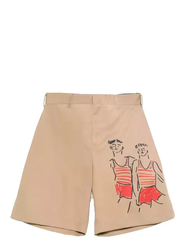 MSGM Illustration-print Shorts - Neutrals