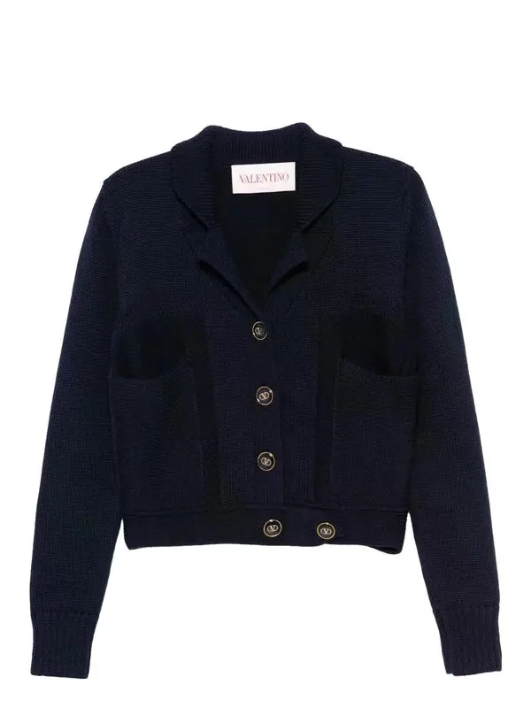 Valentino Garavani Logo-buttons Cardigan - Blue