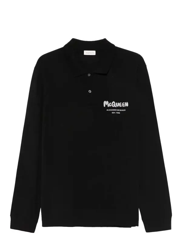 Alexander McQueen Embroidered-logo Polo Shirt - Black