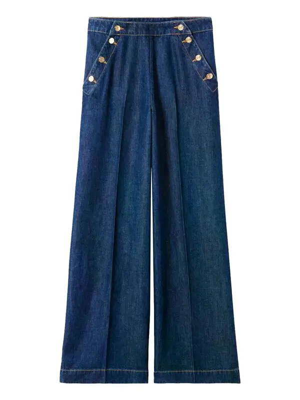 Claudie Pierlot Wide-leg Sailor Trousers - Blue