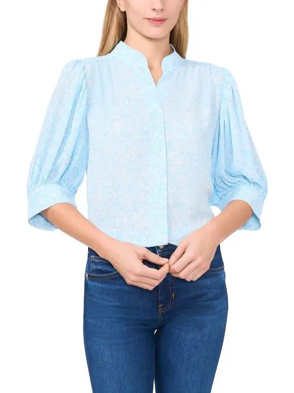 CECE DUPRAZ Printed Puff Sleeve Shirt - Waterfall