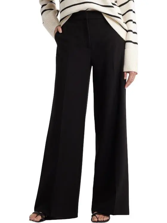 Nordstrom The Lennox Wide-leg Trousers - Black