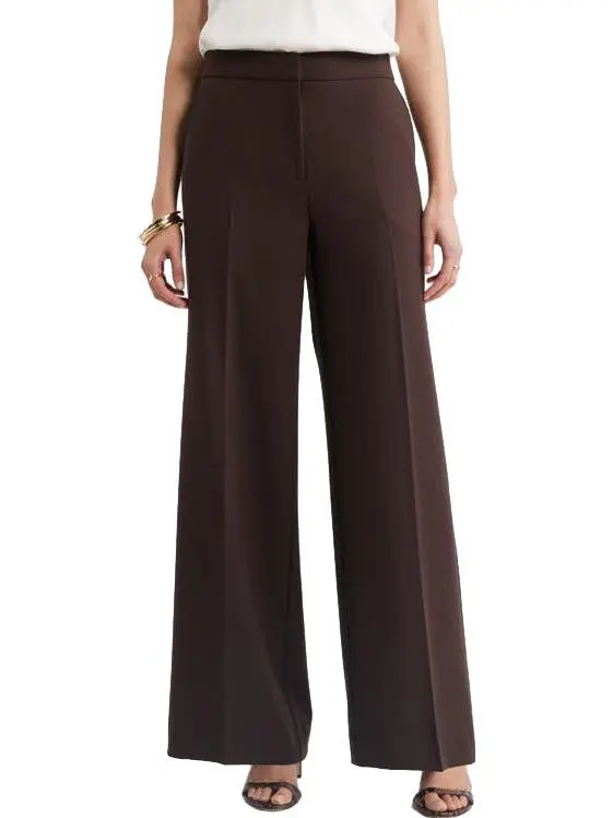 Nordstrom The Lennox Wide-leg Trousers - Brown Mole