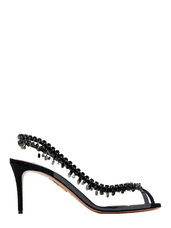 AQUAZZURA 75mm Temptation Crystal Pumps - Black