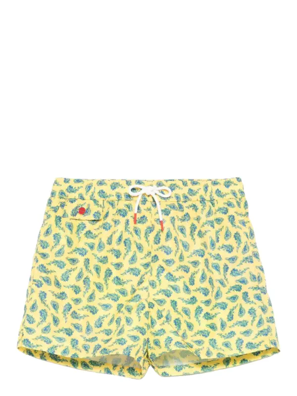 Kiton Paisley-print Swim Shorts - Yellow