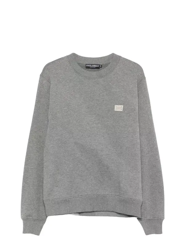 Dolce & Gabbana Logo-plaque Cotton Sweatshirt - Grey