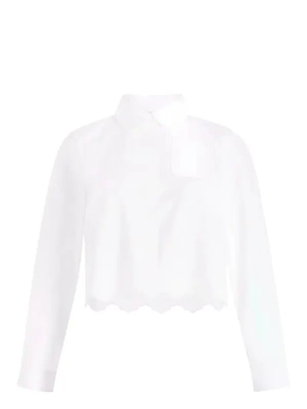 Patou Cropped Scalloped Poplin Shirt - White