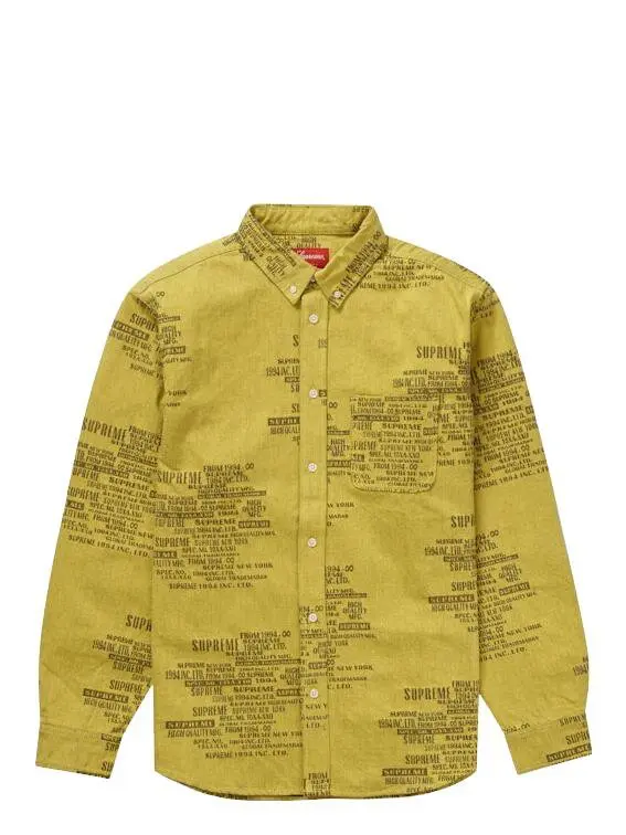 Supreme Trademark Jacquard Denim Shirt - Washed Yellow