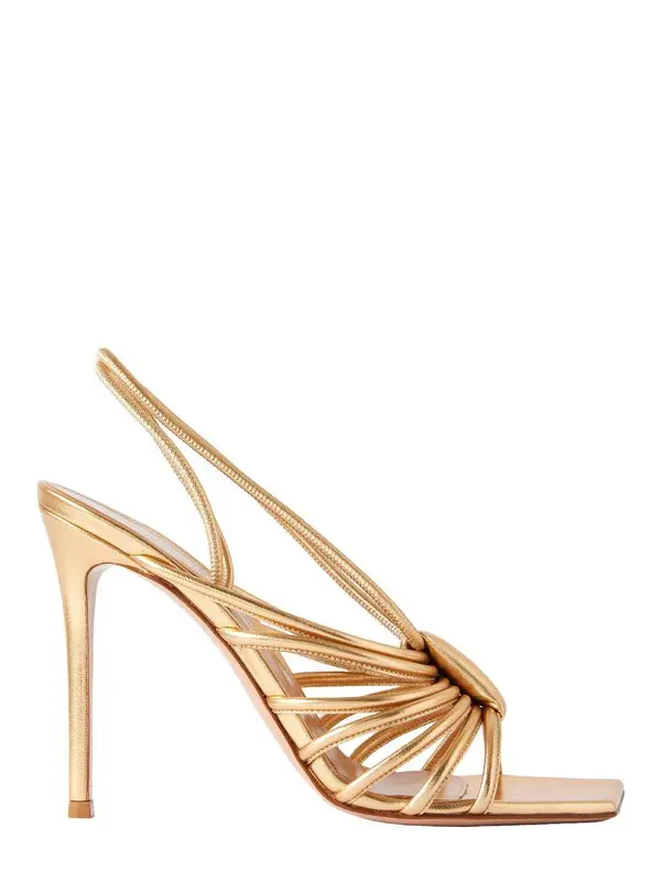 GIANVITO ROSSI Hellen 105 Metallic Leather Slingback Sandals - Gold