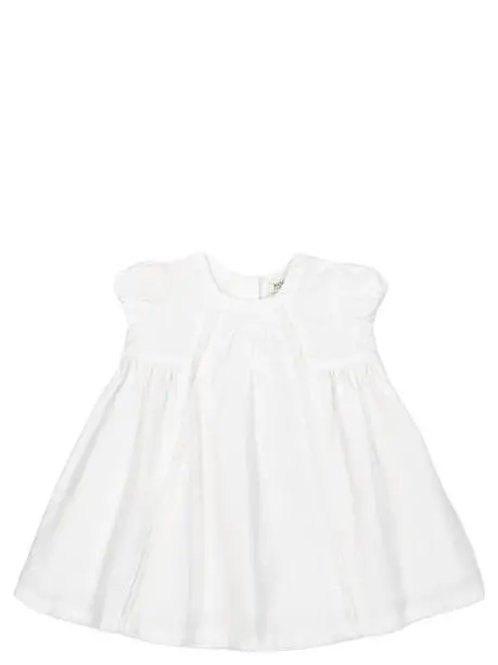 HOPE & HENRY Baby Special Occasion Linen Pintuck Dress - Soft White Pintuck